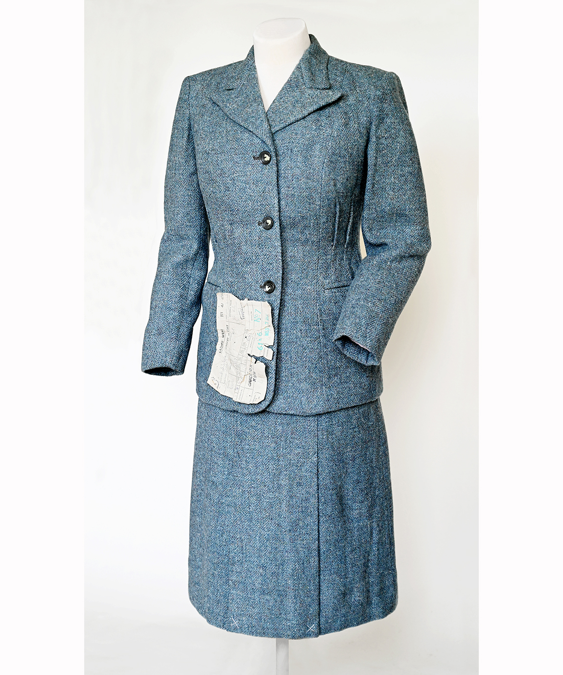 1948 Blue tweed suit - Hopkins Costume Trust